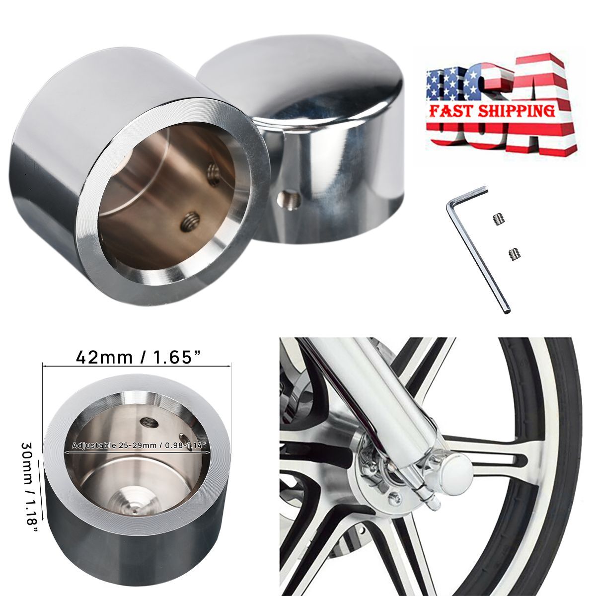 Chrome Front Axle Cap Nut Covers For Harley Street Glide Road King ...
