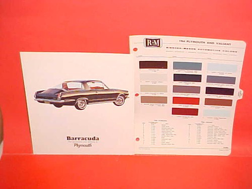 1964 PLYMOUTH VALIANT BARRACUDA CUDA ONLY BROCHURE CATALOG PAINT CHIPS ...