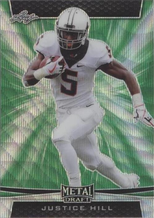 2019 Leaf Metal Draft Preview - Justice Hill #BP-JH1 Green Wave /3 (RC ...