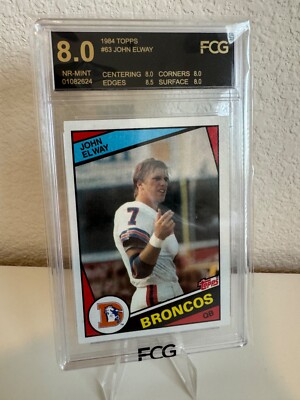 1984 Topps #63 HOF Denver Broncos QB John Elway RC Rookie Card - FCG 8 ...