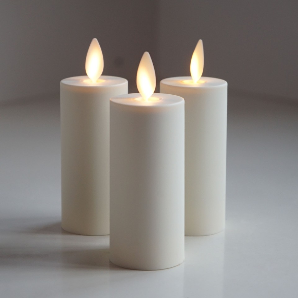 Set of 2 Luminara Flameless Votive LED Candles Moving Flame Ivory with timer | eBay