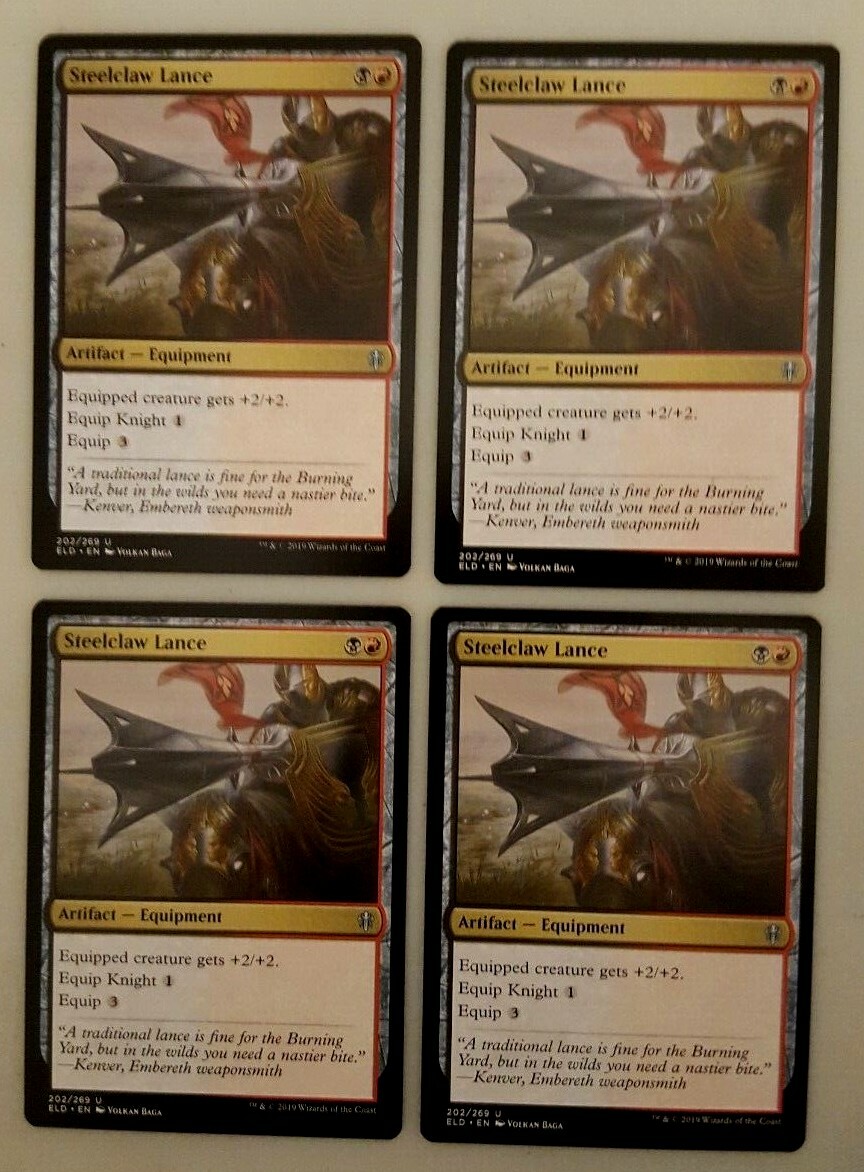 4x Steelclaw Lance Mtg Magic the Gathering Throne of Eldraine Playset ...