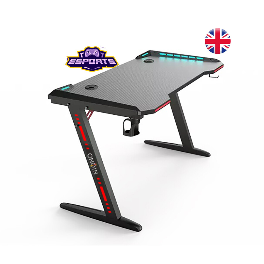 LED Gaming Desk Black Gaming Racing Computer Workstation Home office ...