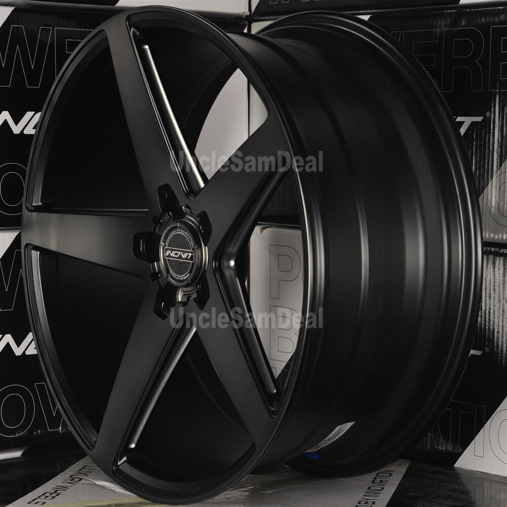 22x10.5 5x114.3 +40 INOVIT ROTOR BLACK MACHINE FACE TINT 5 SPOKE WHEELS ...