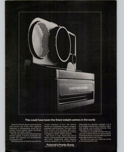 1980 Vintage Magazine Print Ad Polaroid Pronto Sonar Landcamera Camera ...