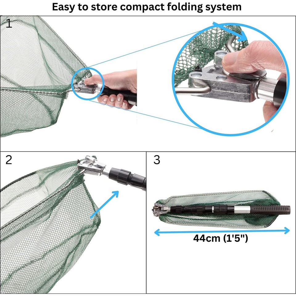 Blagdon Telescopic Folding Pond Fish Net Extendable Handle Strong High ...