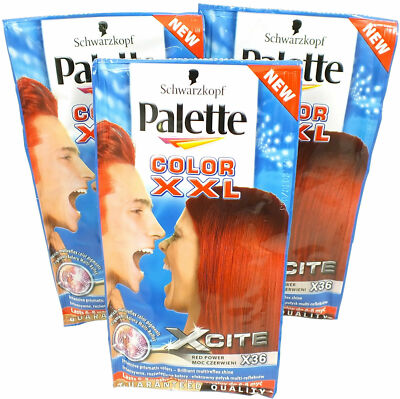 3x Schwarzkopf Red Power X36 Palette Color XXL Xcite 25ml - Hair Colour ...