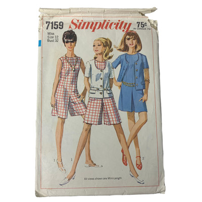 Vintage 60s Simplicity 7159 Pattern Juniors Miss 9-16 Culotte Dress ...