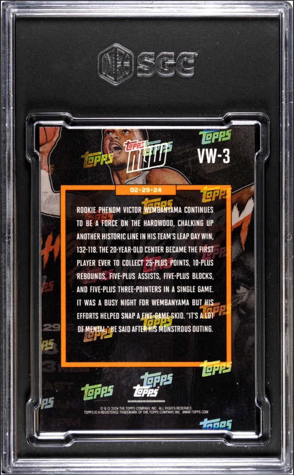 2023-24 Topps Now #VW-3 Victor Wembanyama History For Wemby Rookie SGC ...