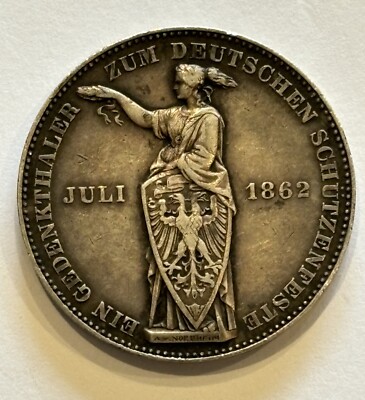 Scarce 1862 GERMAN STATES -FRANKFURT- Silver Shooting Thaler-Mint, OLD ...