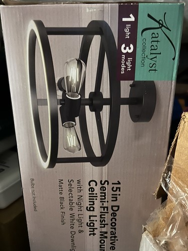 Feit Electric Katalyst 15 in. 3-Light Matte Black LED Semi-Flush Mount ...