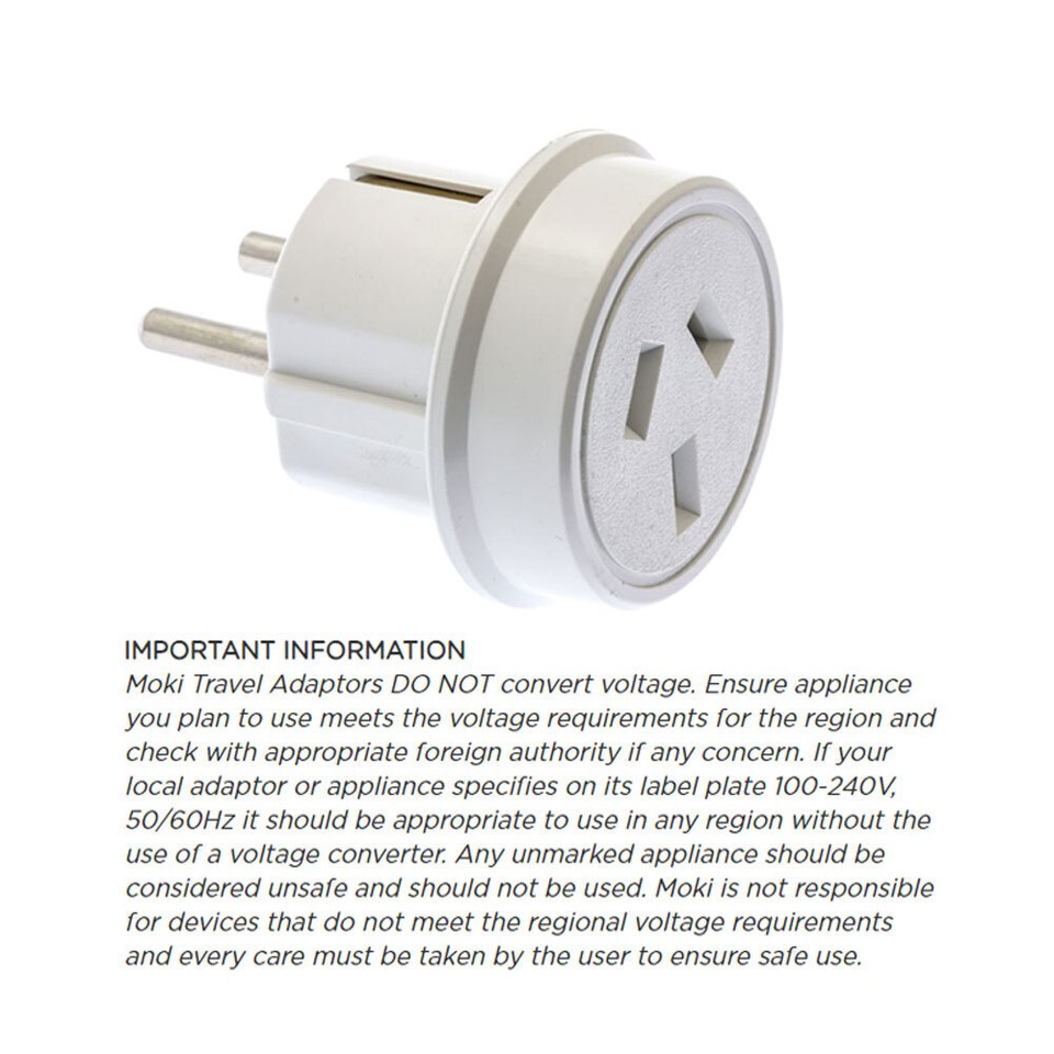 Moki Travel Adaptor AUS/NZ to Europe/Bali Wall Adapter Power Plug ...