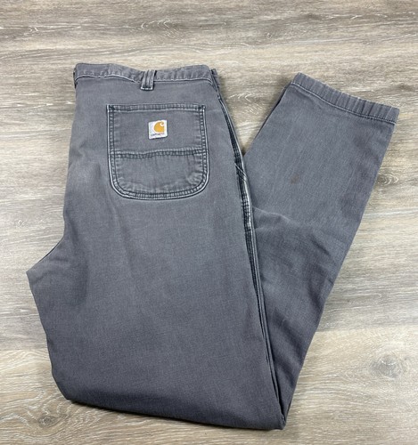 Carhartt Straight Fit Men's 40x34 (38x32) Grey Canvas Work Pants 102821 ...