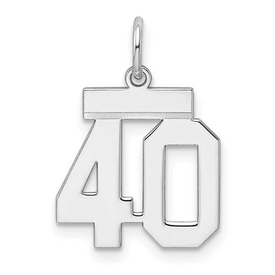 Sterling Silver Rhodium-plated Small Polished Number 40 Charm 0.4 x 0.8 ...