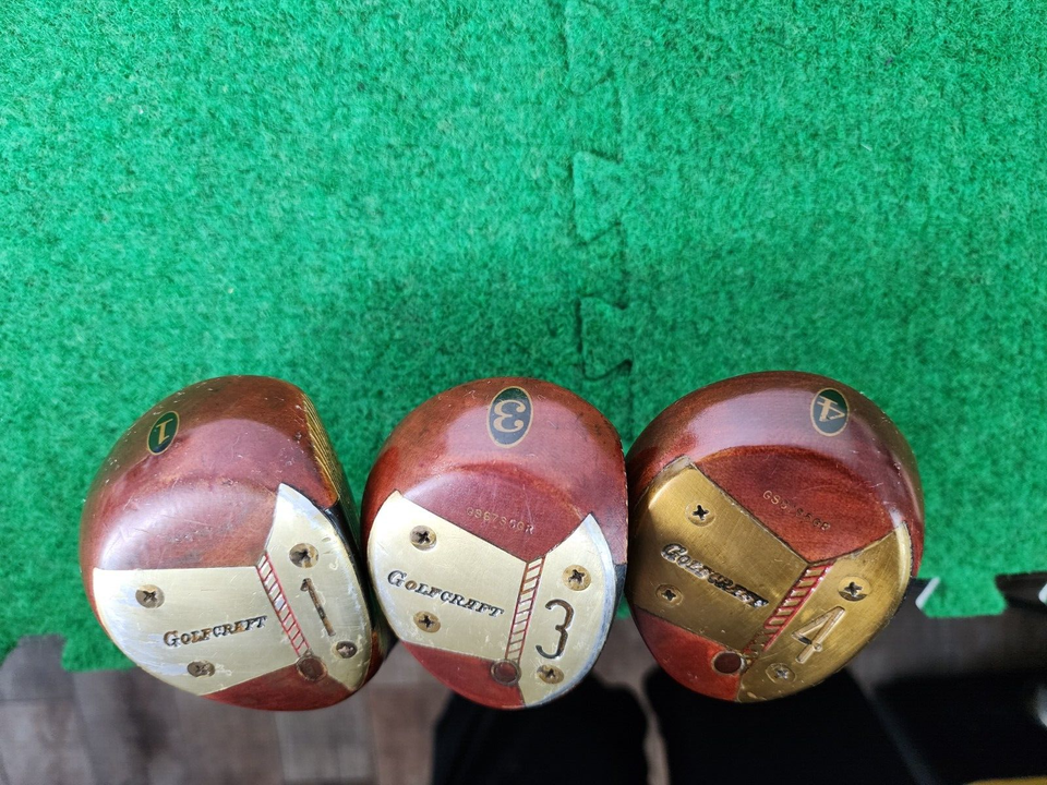 Vtg Golfcraft Staff Club Set 1,3,4 Woods RH Stiff Pro Flex Steel (3 ...