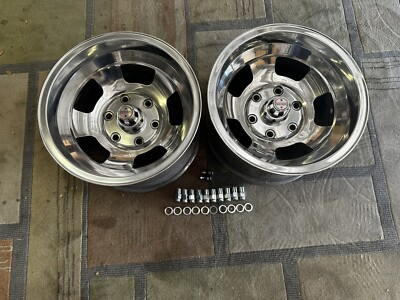 (2) 15x8.5 VINTAGE REAL AMERICAN RACING SLOT MAGS CHEVY 6 LUG 2WD TRUCK ...