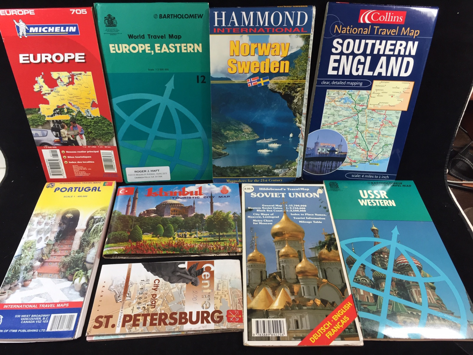 LOT OF 9 ASSORTED HAMMOND,COLLINS,MICHELIN,BARTHOLOMEW, ETC. EUROPE ...