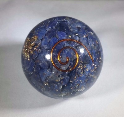 MEDIUM (40-50mm) BLUE AVENTURINE ORGONE GEMSTONE SPHERE ORGONITE SPHERE ...