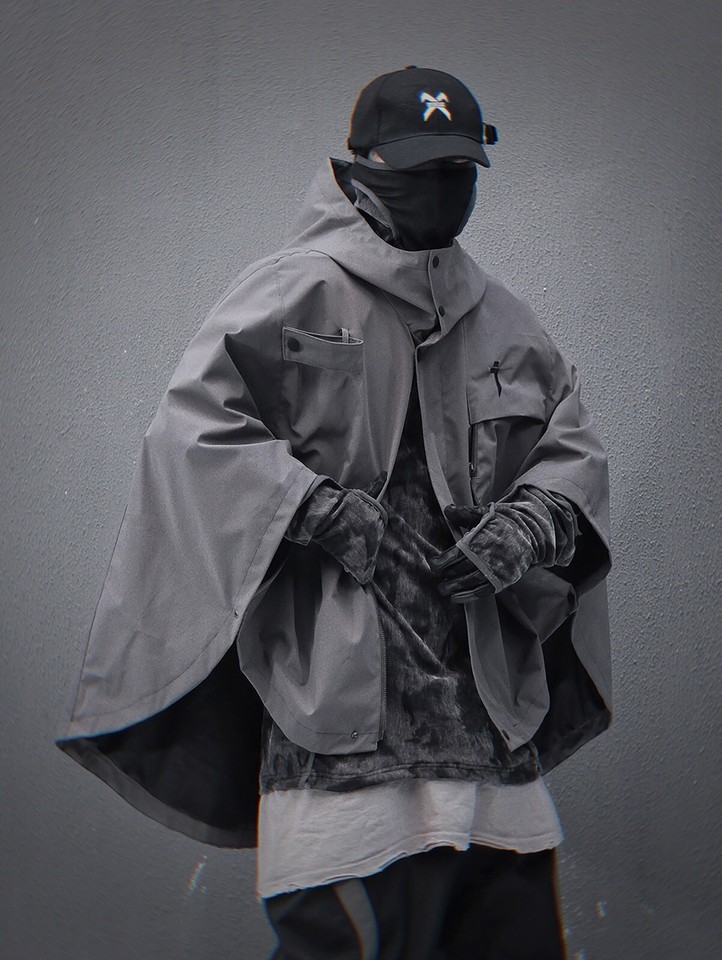 Niepce Unisex I-Tech Poncho Japanese Techwear Hooded Cape Jacket | eBay