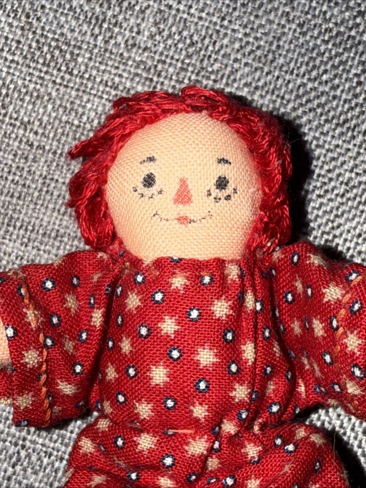 Vintage 3" Miniature Dollhouse Raggedy Ann Doll Cloth Rag | eBay