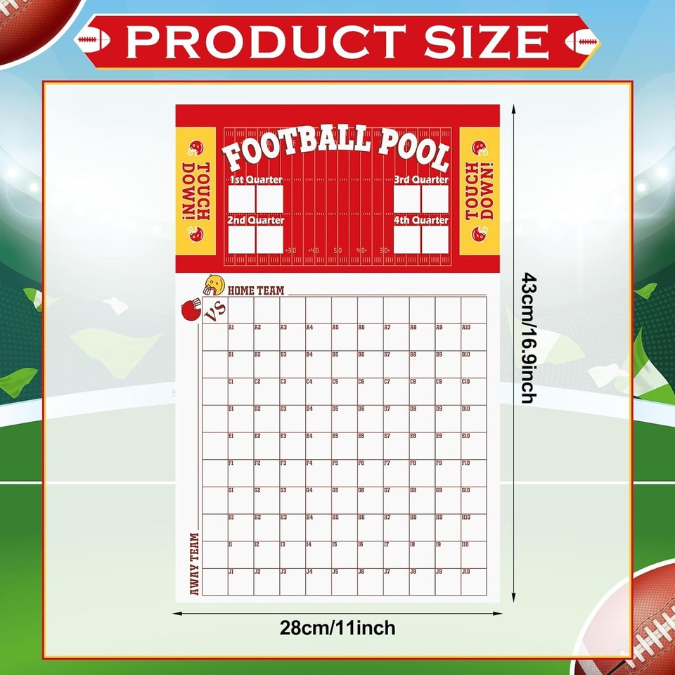 Humyoun Football Pool Squares Poster Board 17 x 11 inch Football Pool ...