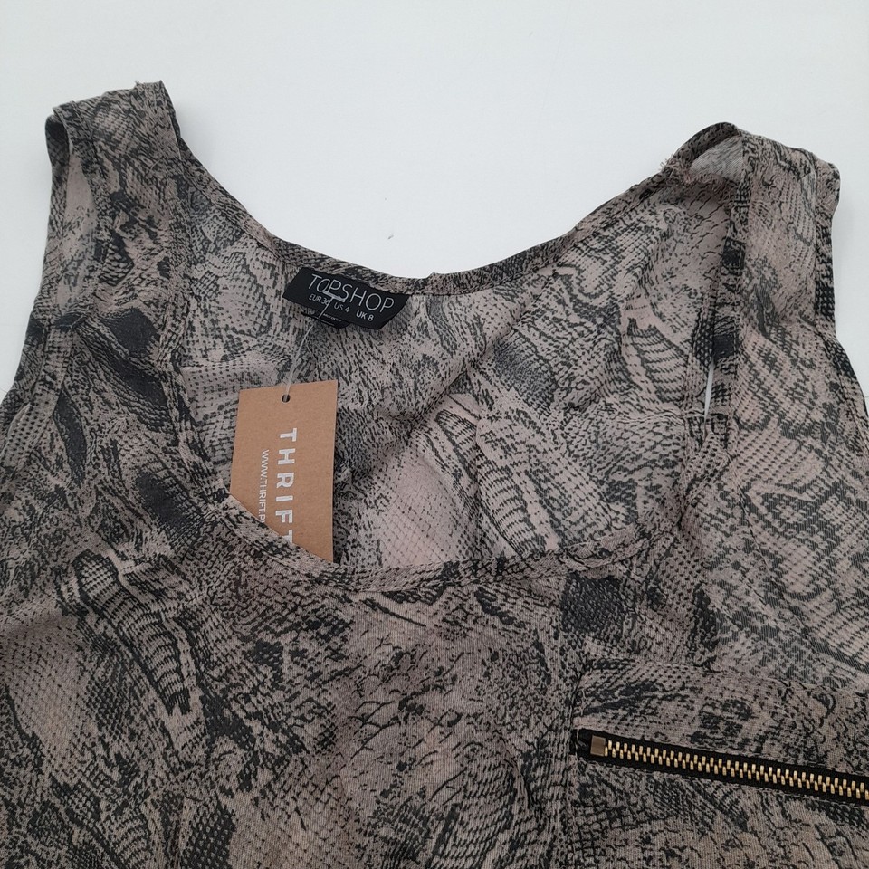 Topshop Women's Top UK 8 Brown 100% Viscose Sleeveless Basic | eBay