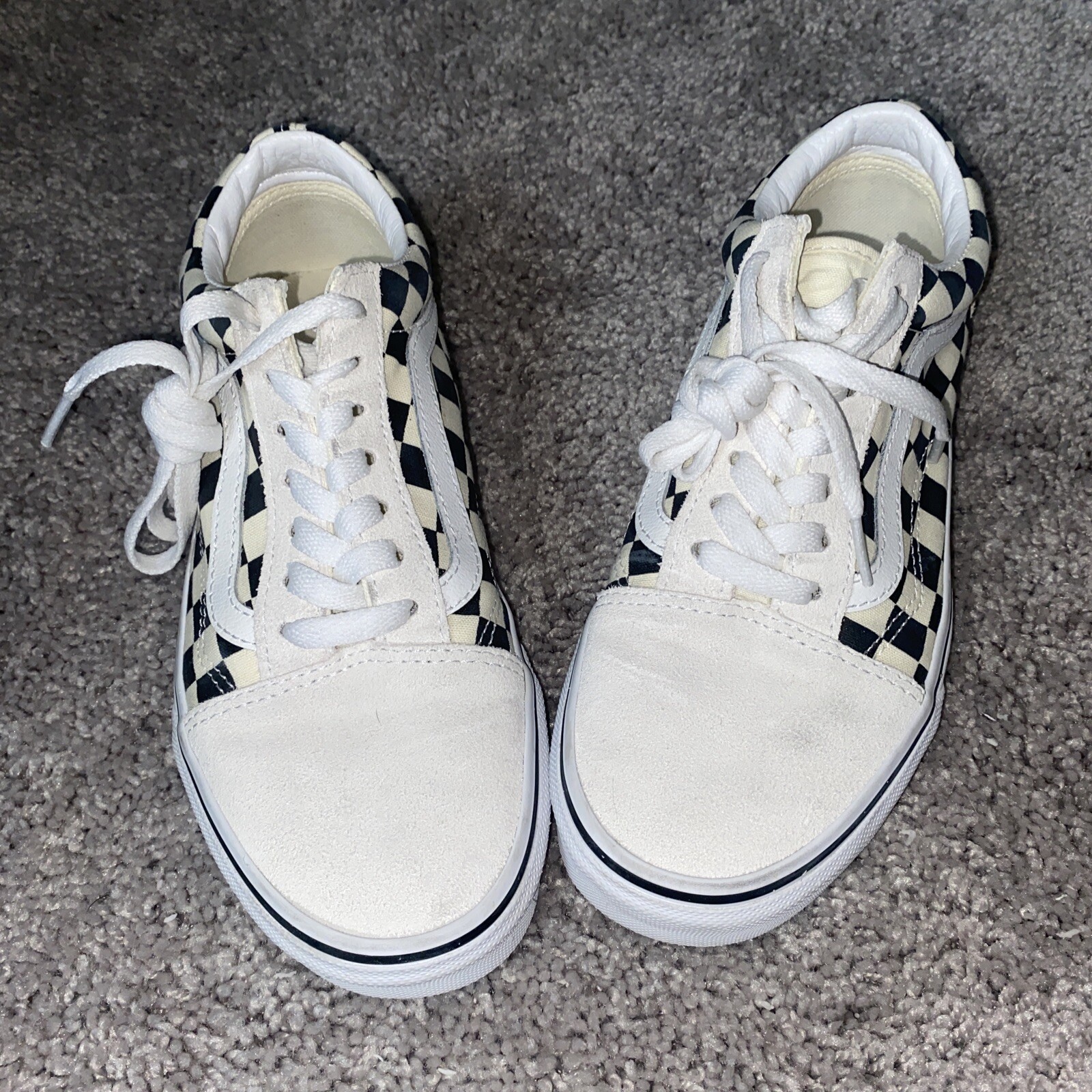 VANS Old Skool checkard black and white/cream size 7 women 5.5 men | eBay