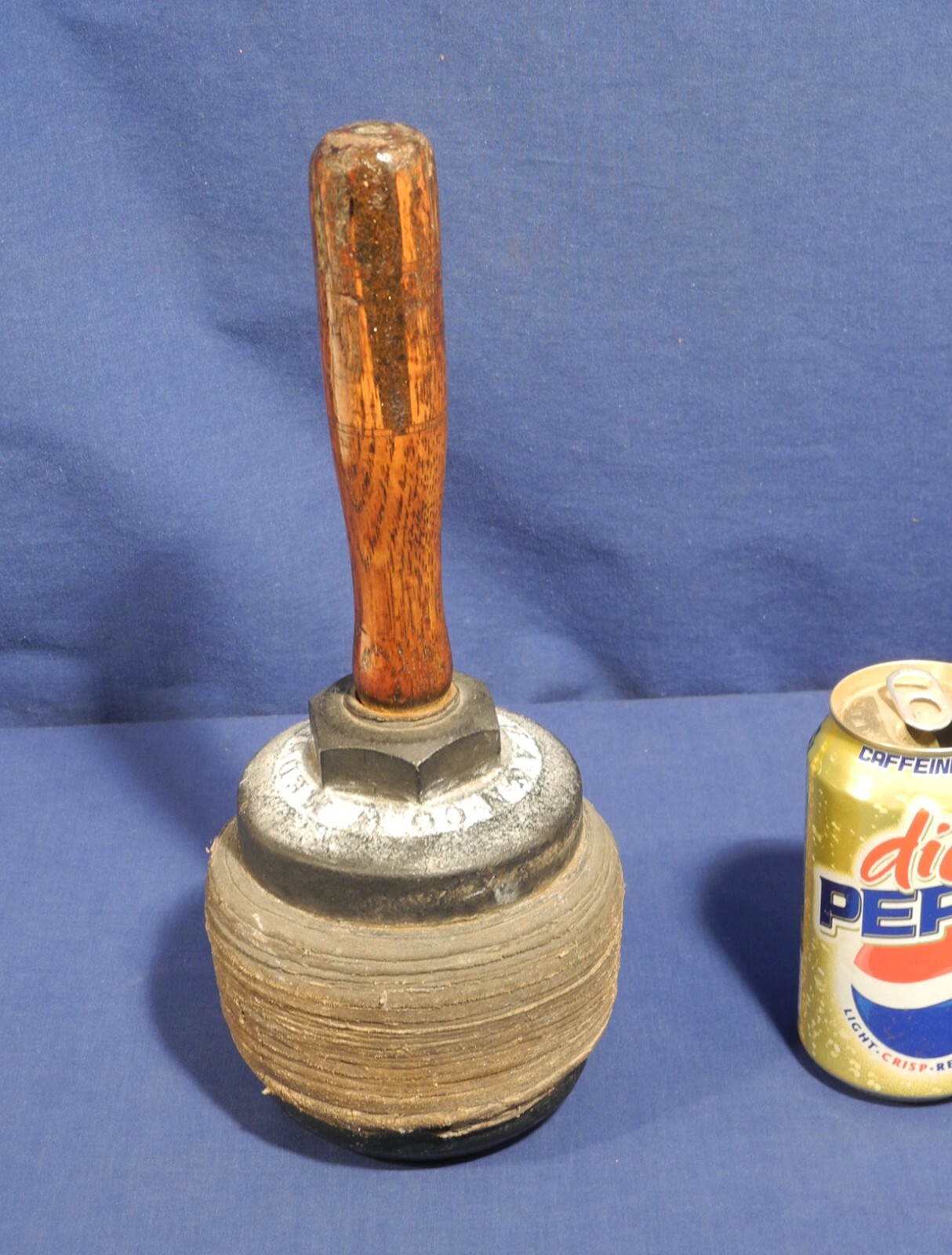 Antique Cast Iron Leather Rawhide Wrapped Hammer Mallet Maul Tool UA+N ...