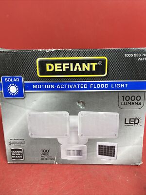 NEW Defiant Motion Activated Flood Light Solar 1000 Lumens 180 Degree ...