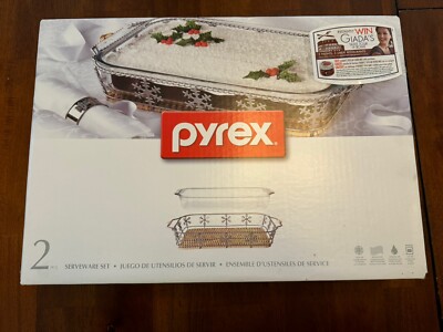 NEW Limited Pyrex Snowflake Serveware 2 pc Set Christmas Baking 13" x 9 ...