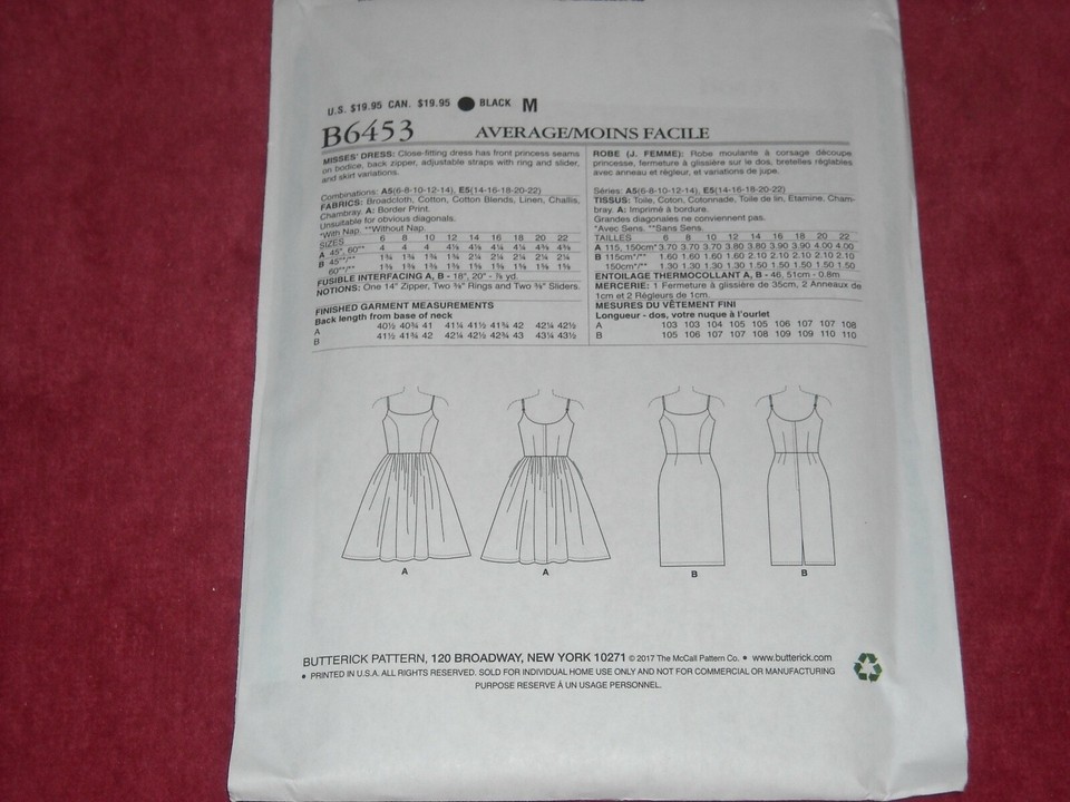🌺 BUTTERICK #B6453 - LADIES PIN UP "BY GERTIE" TWO STYLE DRESS PATTERN ...