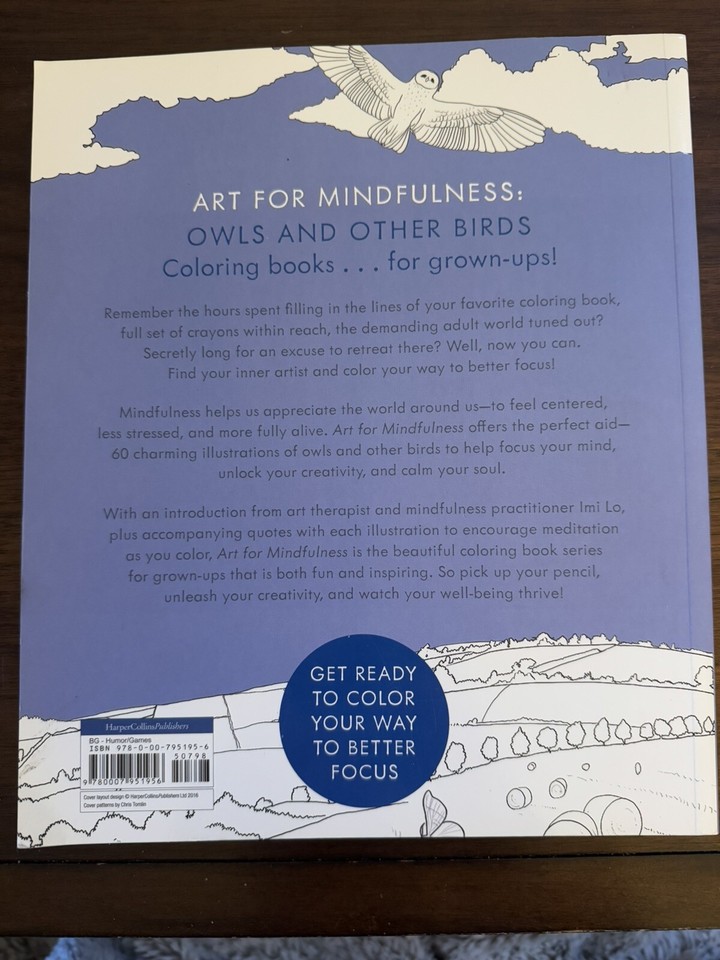 Art for Mindfulness: Owls and Other Birds (Colouring Books) By C | eBay