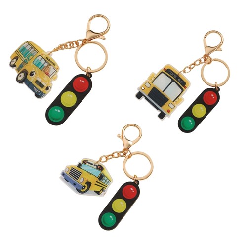School Bus Keychain Bag Pendant Charm Traffic Light School Bus ...