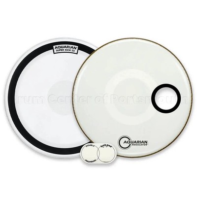Aquarian Super Kick III Coated/Regulator White Bass Drumhead Pack 24 ...