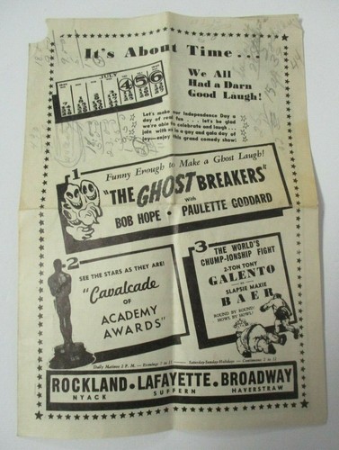 1940 Movie Flyer, ROCKLAND.LAFAYETTE.BROADWAY, Nyack, Suffern ...