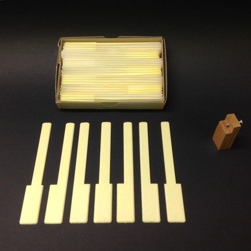 Piano Keytops Set/52 Satin Yellow Simulated Ivory Long Head 2" w ...