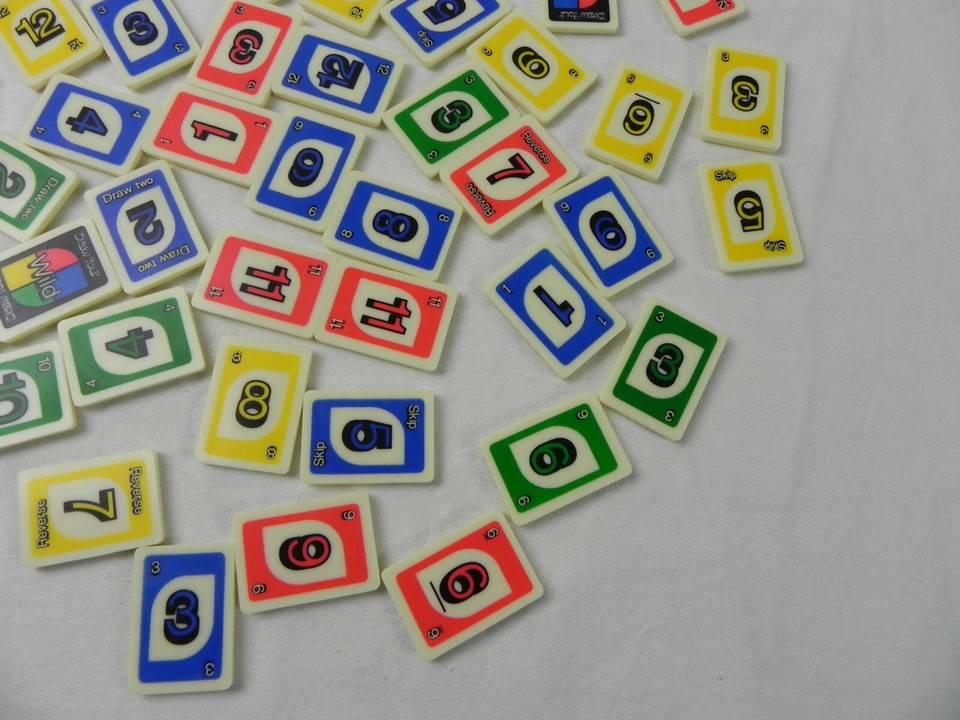 1993 Mattel UNO Rummy Up 97 Tile Replacement Game Parts Missing 3 Near ...