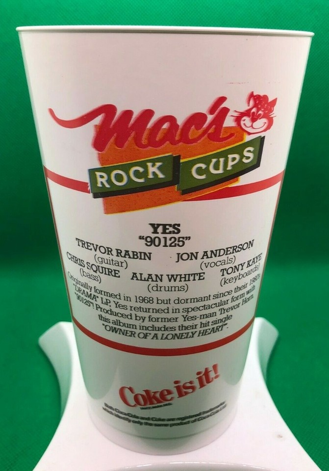 Rare Vtg Mac's Canada 1983 YES 90125 Rock Cups Slurpee Coke Cup | eBay