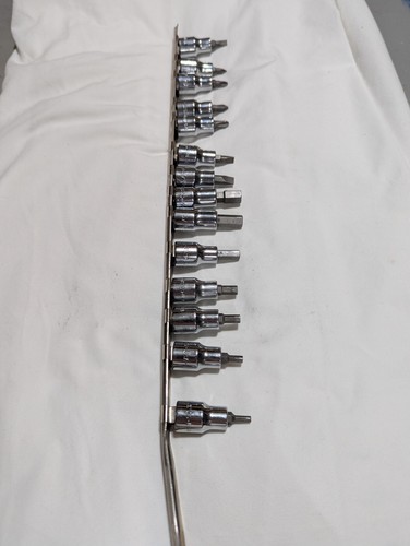 S-K Socket Bit Set 14 Piece Hex Allen Flat Phillips 3/8 Drive Tools SK ...