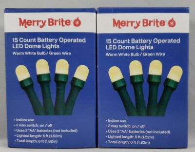 Merry Brite 15 Count Battery Operated LED Dome Lights Warm White 5ft 2 ...