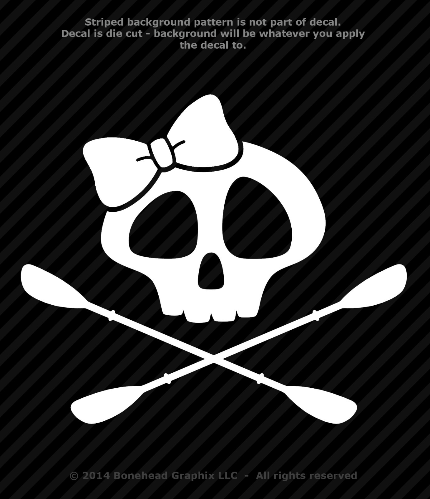 Skull With Bow and Oars Paddles Kayak Canoe 13.5 inch Vinyl Decal ...