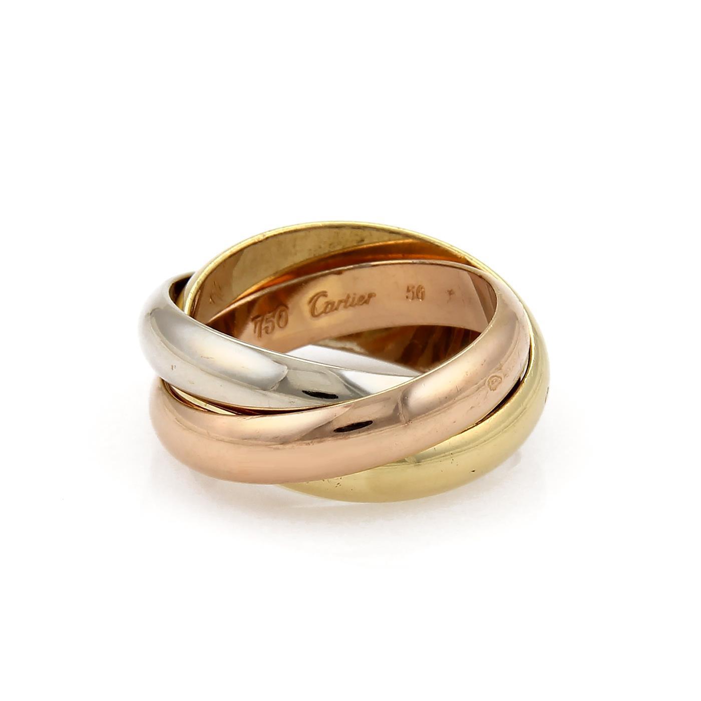 Cartier Trinity Engraved Ring 18k Multi-Tone Gold for sale online | eBay