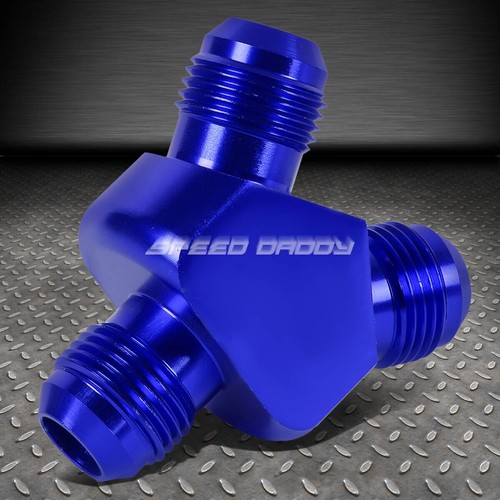 6-AN MALE FLARE Y-BLOCK ADAPTER COUPLER-2X 6AN BLUE ALUMINUM FUEL/OIL ...