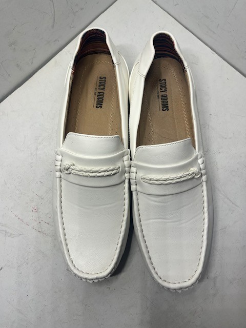 Stacy Adams White Moc Toe Braided Strap Slip On Loafers Sz 9M | eBay UK