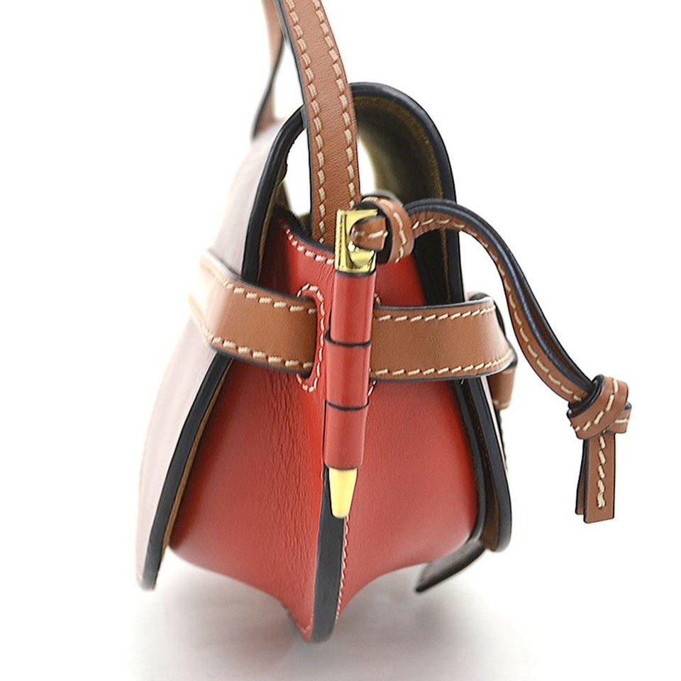 LOEWE Gate Mini Shoulder Bag Leather Burgundy Red Brown Women's e60135g ...