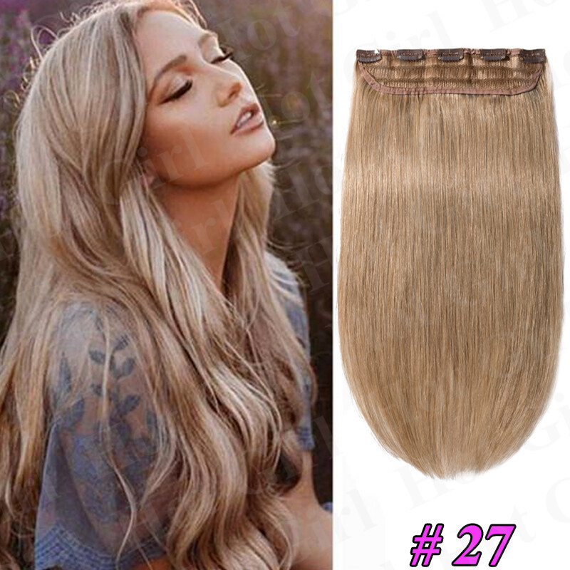 100g Real Remy Clip In Human Hair Extensions One Piece 3/4Full Head 20 ...