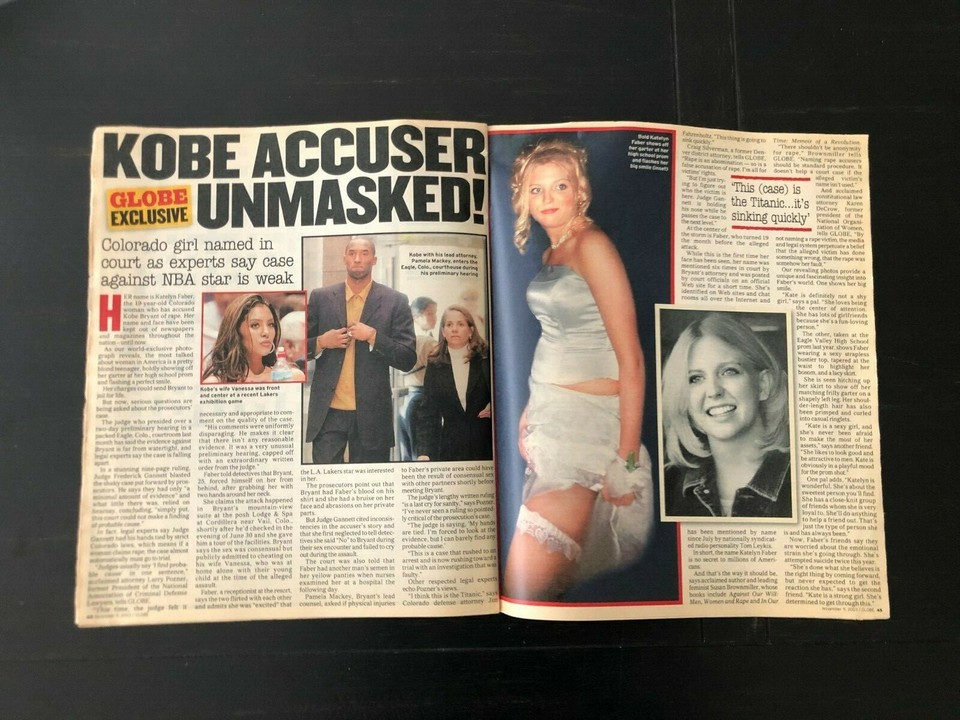 Globe Newspaper Kobe Bryant Accuser Katelyn Faber Bill Clinton Prince ...