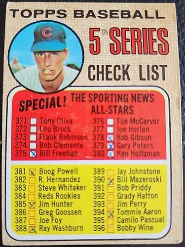 1968 TOPPS Baseball #356 - 5th Series Checklist (#371-457) (MARKED) | eBay