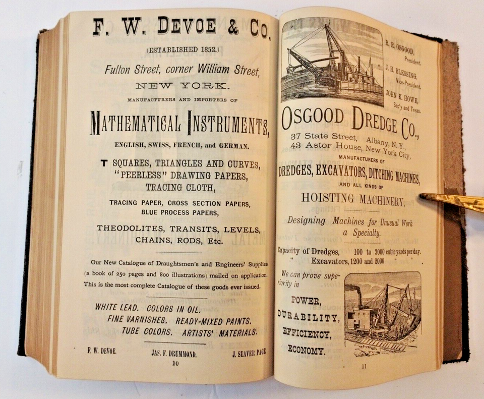 1887 Trautwine's Civil Engineers Pocket Book Antique Advertising ...