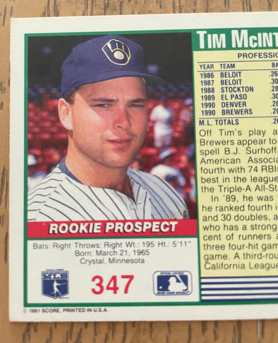 1991 Score - #347 Tim McIntosh for sale online | eBay